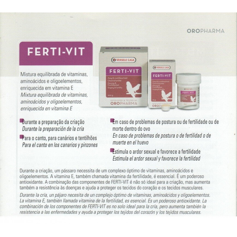 Ferti vit Oropharma ( Cría y Celo ) de los pájaros VerseleLaga